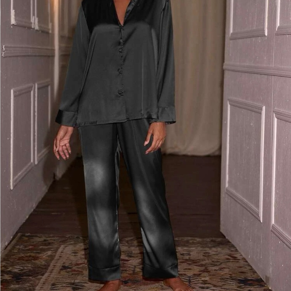 Black Satin Pajamas - Gem